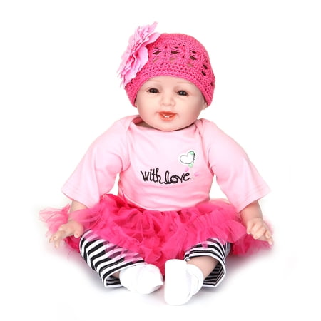 22 Inch Silicone Reborn Baby Dolls Girl Lifelike Baby Newborn Doll ...