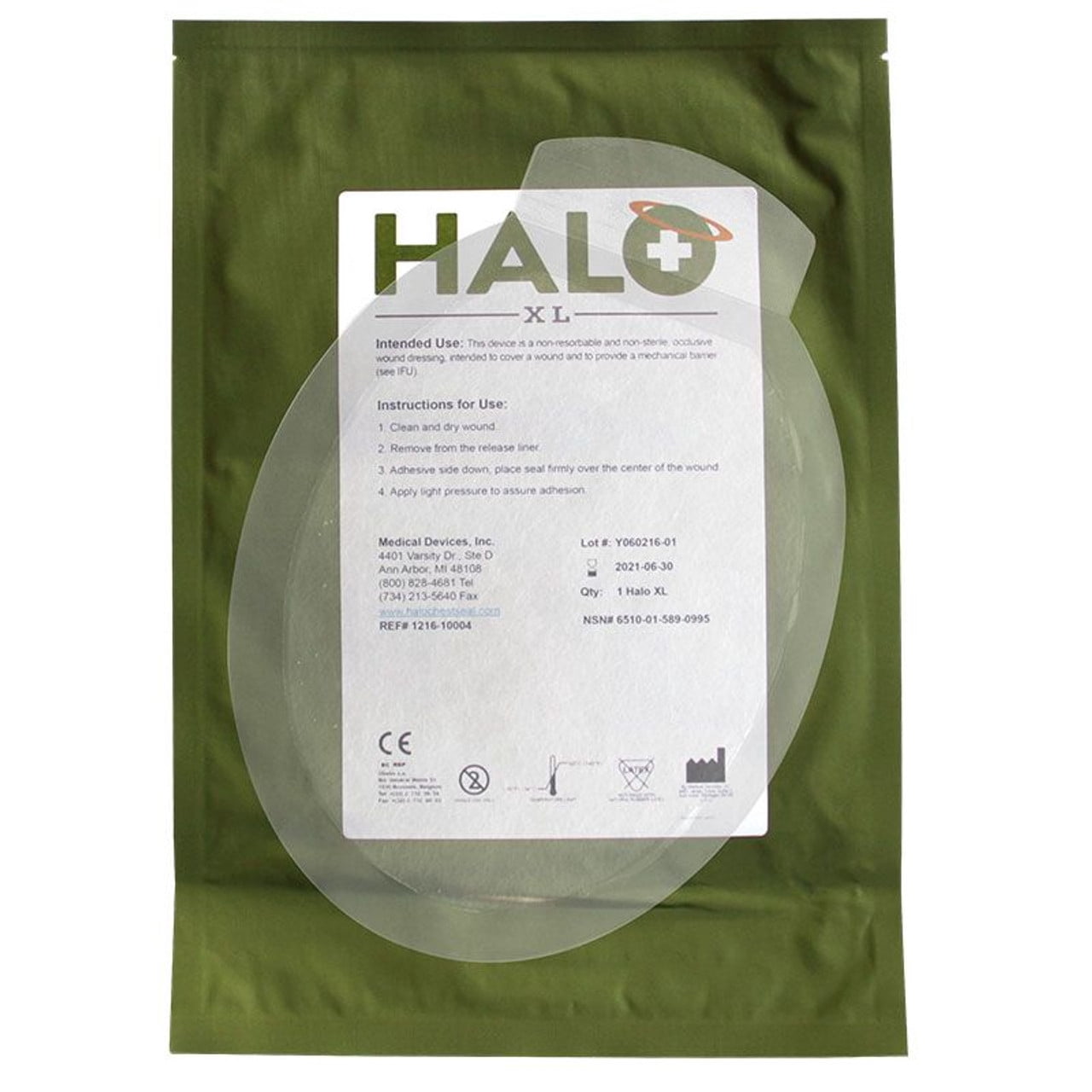 Halo Chest Seal XL High Performance Occlusive Dressing for Trauma ...