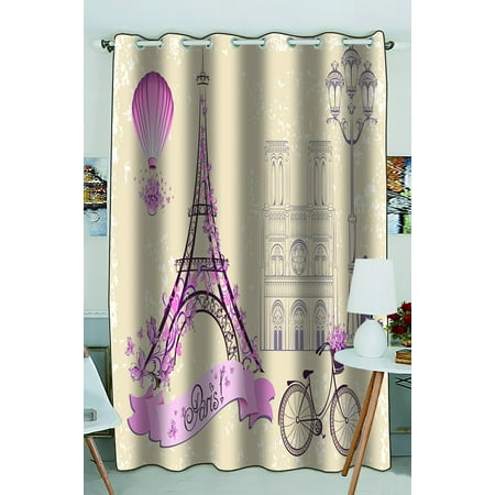BSDHOME Paris Symbols and Landmarks Window Curtain, Franch Eiffel Tower ...
