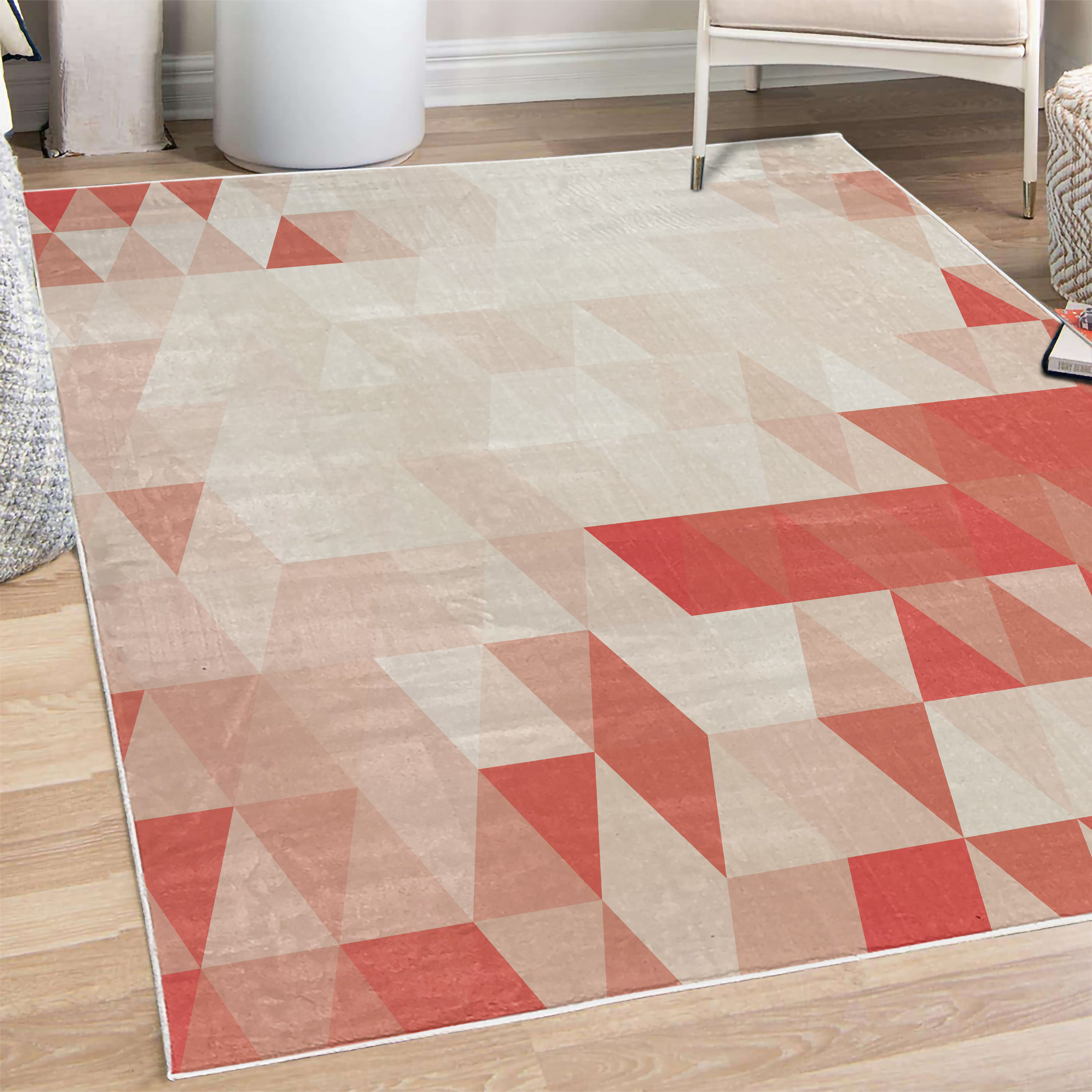 Geometric Decorative Rug, Triangle Mosaic Shapes Patterns with Abstract ...