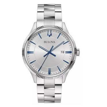 Bulova Men's Classic Stainless Steel Bracelet, Black Dial Watch with ...