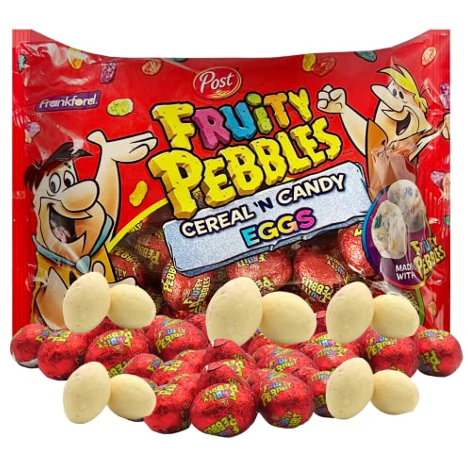 Solid White Chocolate Eggs Filled With Fruity Pebbles Cereal
