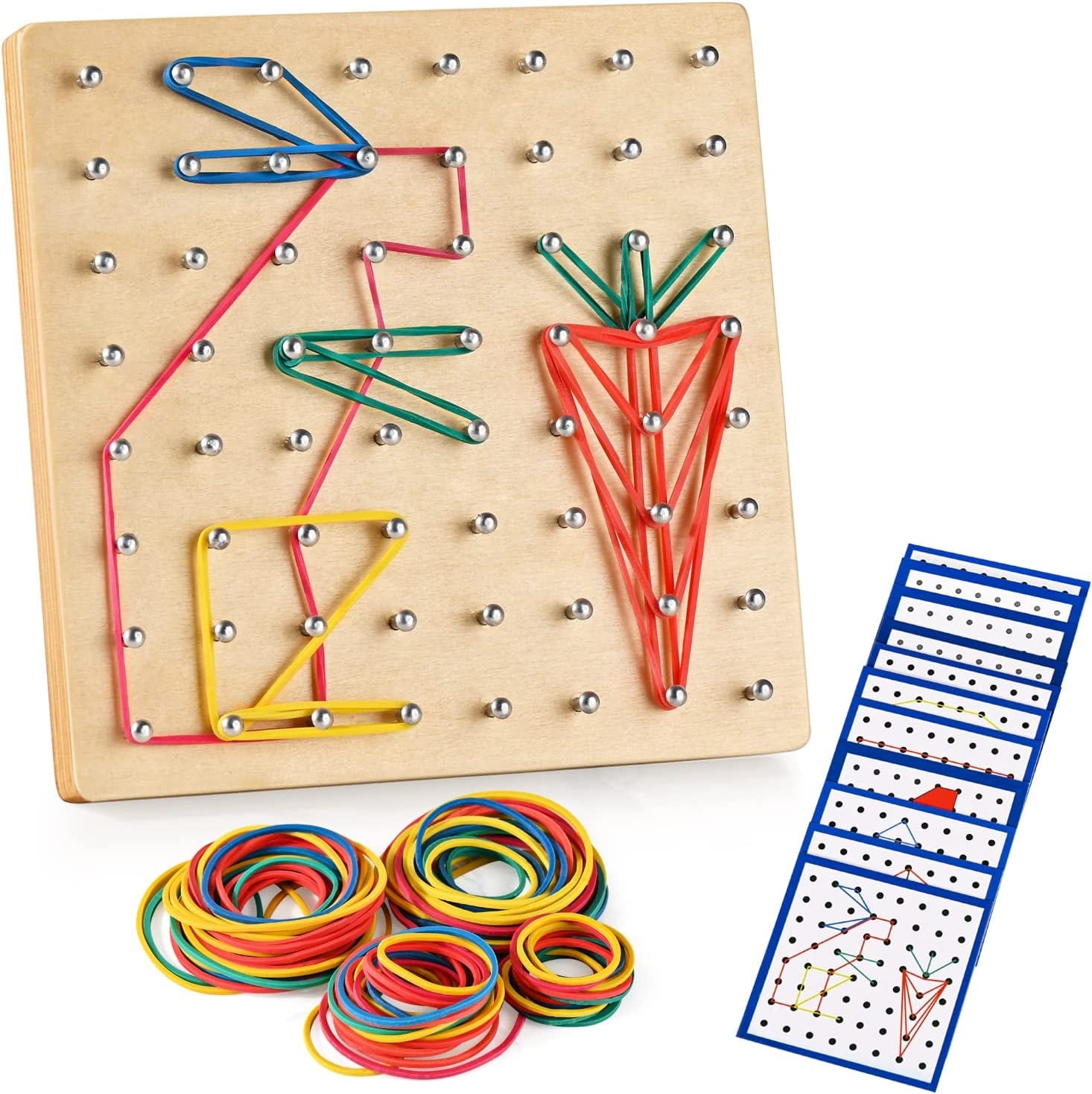 TAZEMAT Wooden Geoboard Mathematical Manipulative Material Array Block