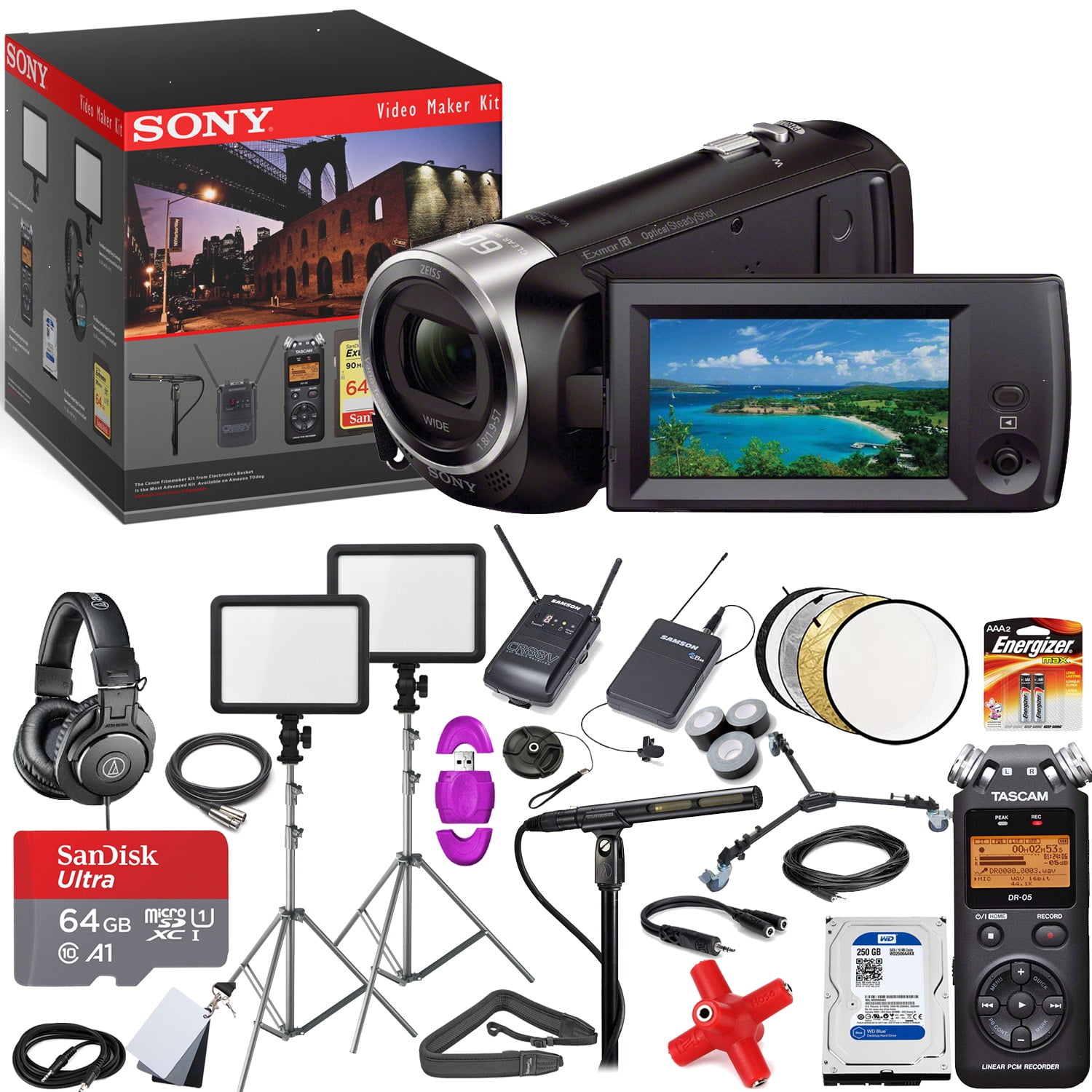 Sony HDR-CX405 HD Handycam - Advanced Video Maker Kit - Includes Pro ...