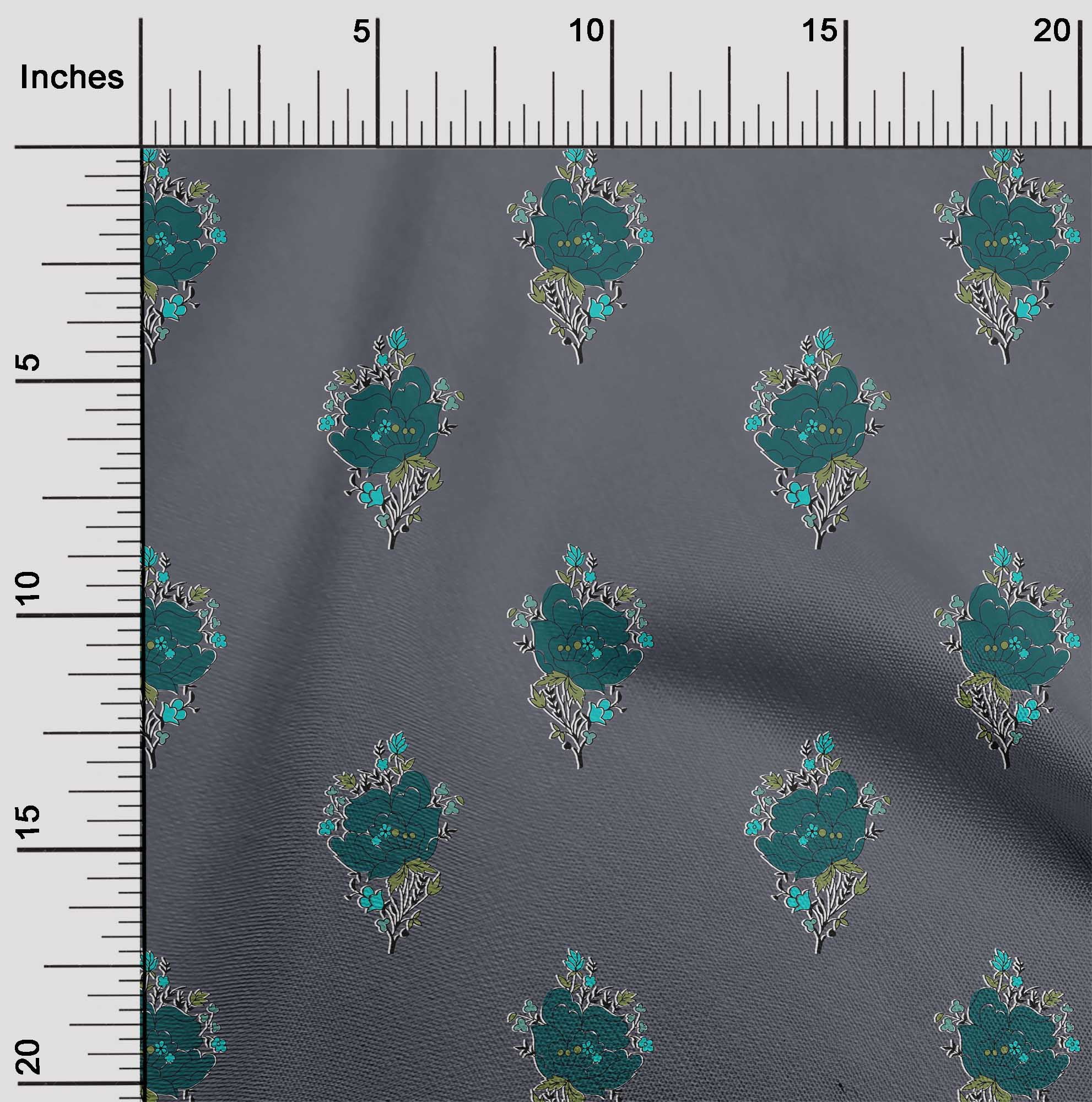oneOone Cotton Poplin Fabric Leaves & Floral Block Print Fabric By Yard ...