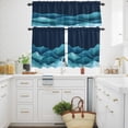 Abstract Waves Kitchen Curtains Valance and Tier Set Navy Blue Wave ...