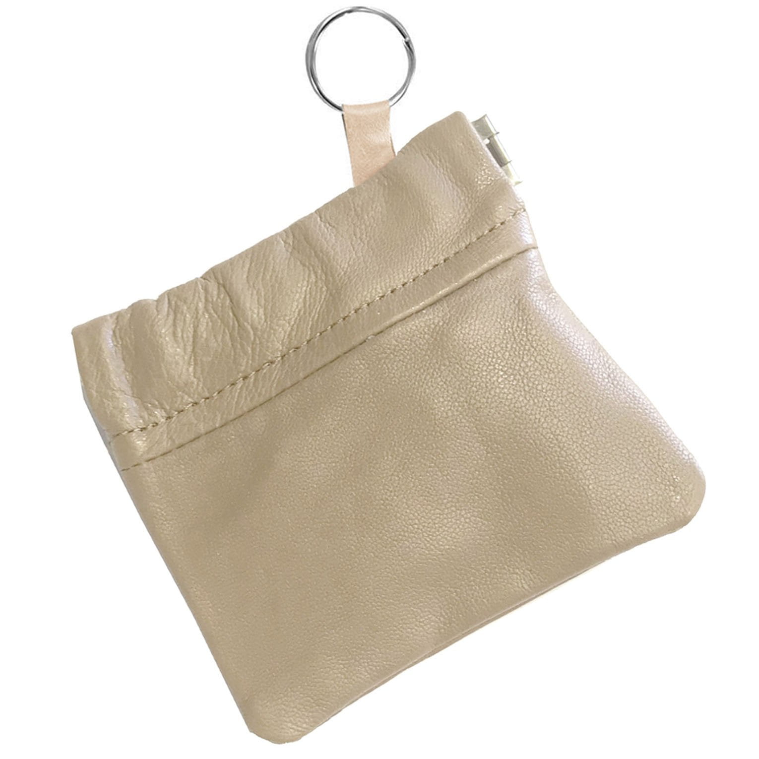 SILVERFEVER Leather Coin Purse Change Holder Squeeze Spring Closure ...