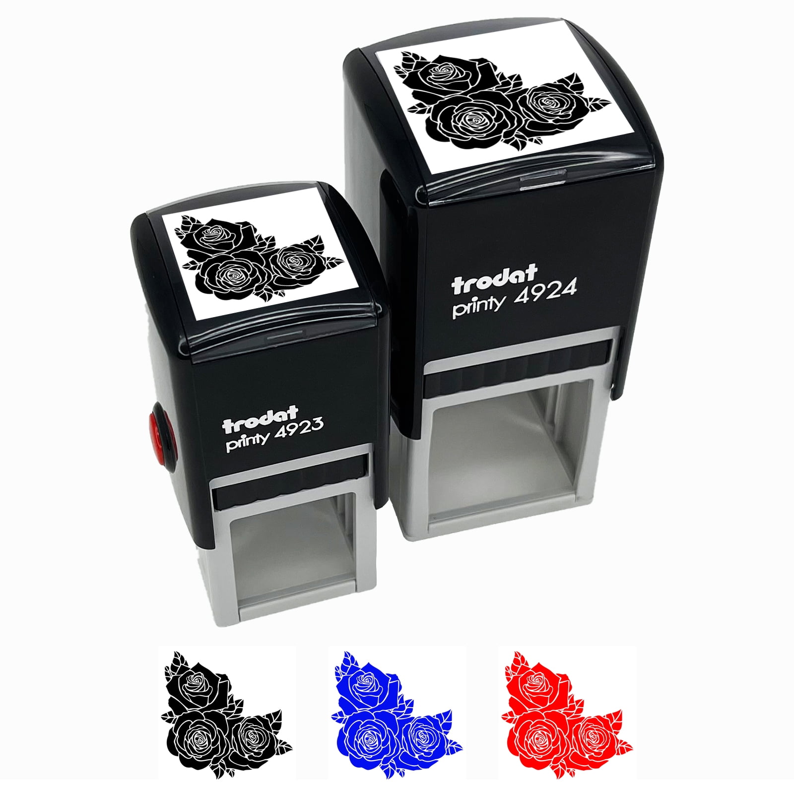 Roses Corner Frame Border Self-Inking Rubber Stamp Ink Stamper - Blue ...