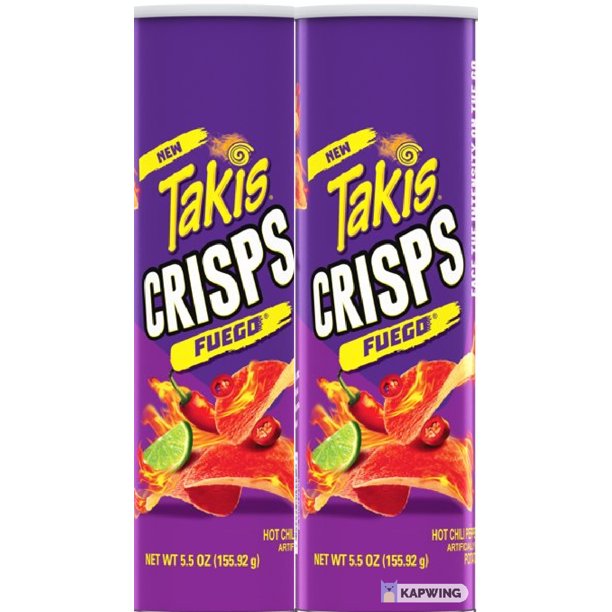Takis Crisps Fuego Potato Crisps, Hot Chili Pepper and Lime ...