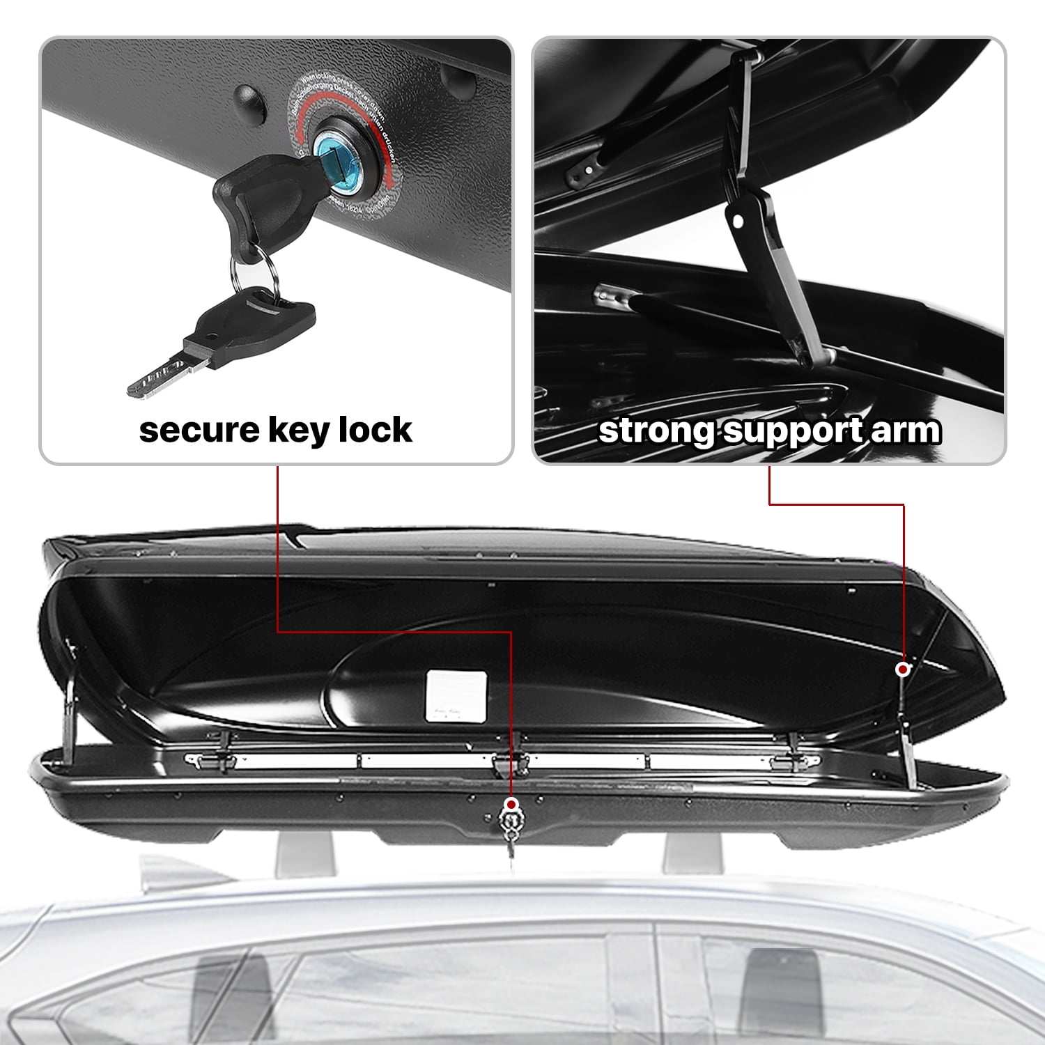 Buy DNA Motoring PT-ZTL-8294-GSBK Universal SUV Roof Top Cargo Storage ...