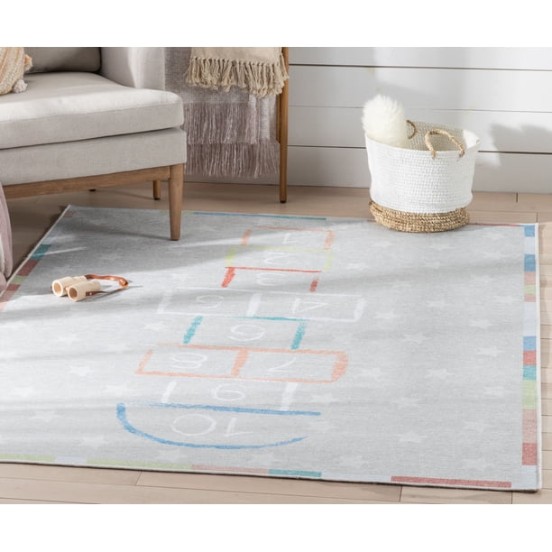 Well Woven Kids Rugs Hopscotch Modern Multi Printed Distressed Machine ...