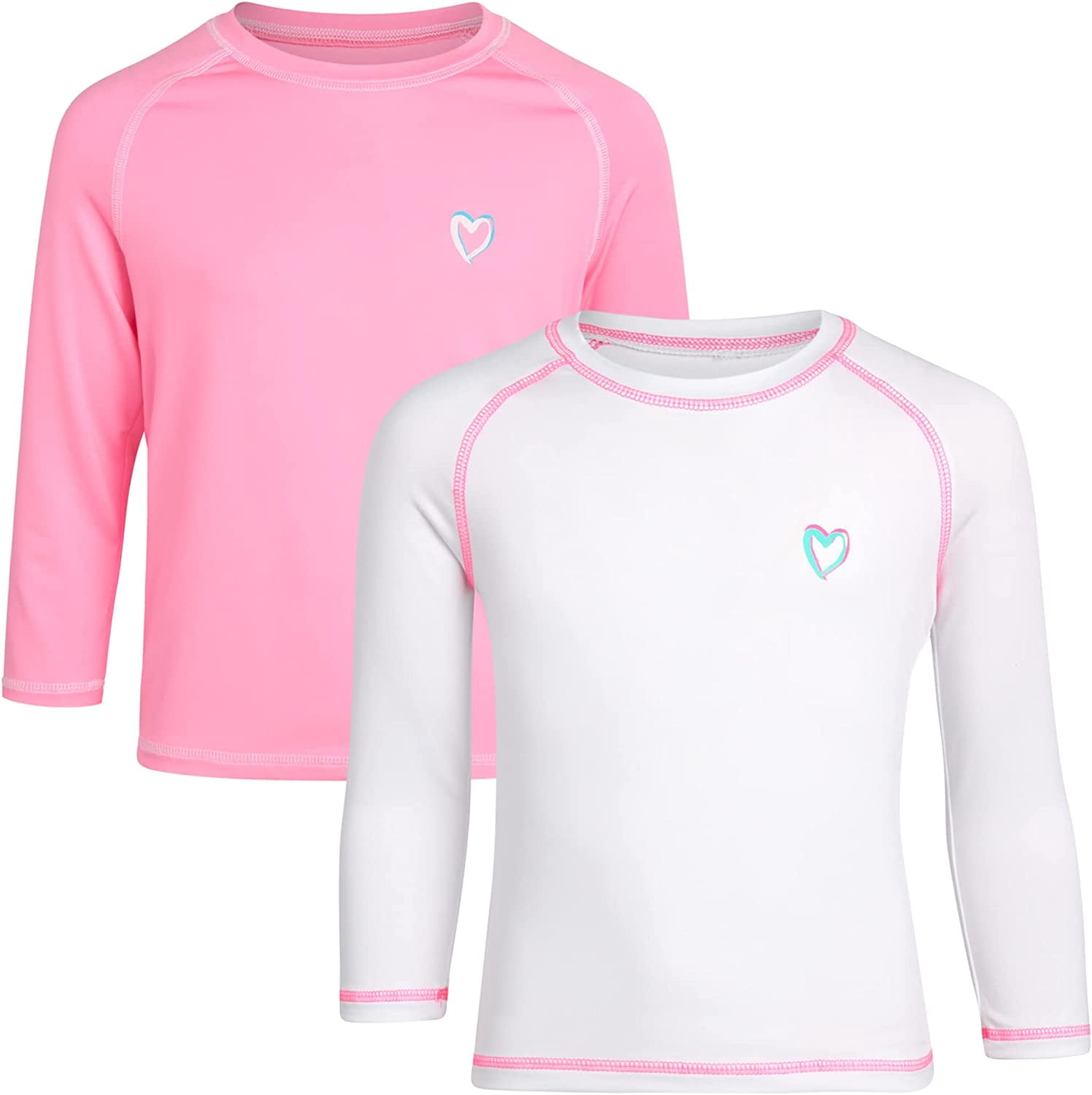 Pink Platinum Girls' Rash Guard Shirt - 2 Pack UPF 50+ Long Sleeve ...