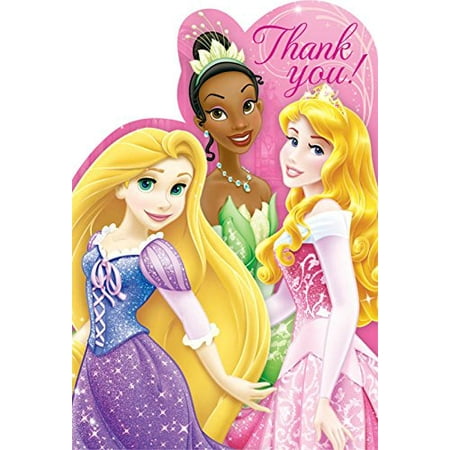 amscan Disney Princess Princess Sparkle and Shine Thank You Notes w ...