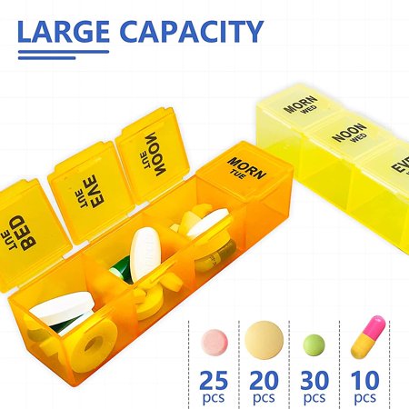 Pill Boxes Organiser 7 Day 4 Times A Day, Extra Large Medication ...