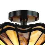 Tiffany Style Mission Semi Flush Mount Ceiling Fixture, Bronze ...