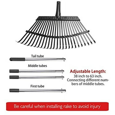 Orientools 43"-66"Garden Leaf Rake, Adjustable Lightweight Steel Handle ...