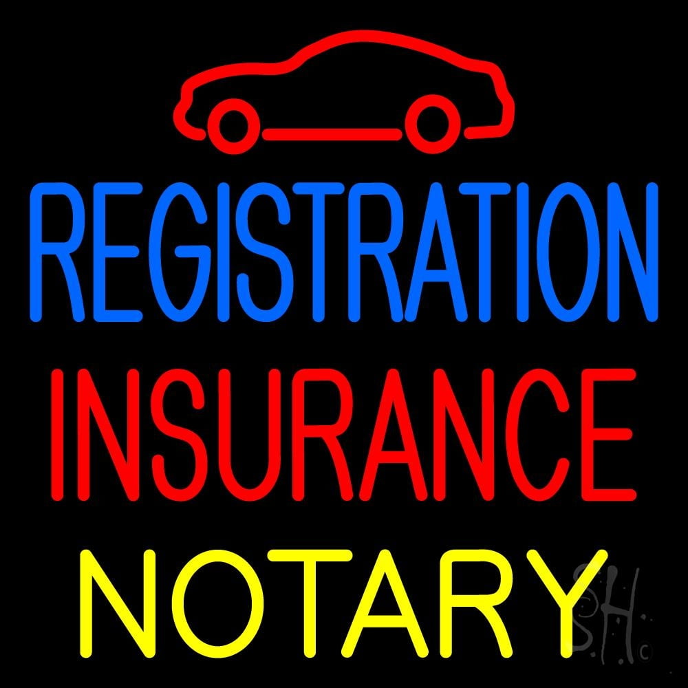 Registration Insurance Notary with Car Logo LED Neon Sign 16 x 16 ...