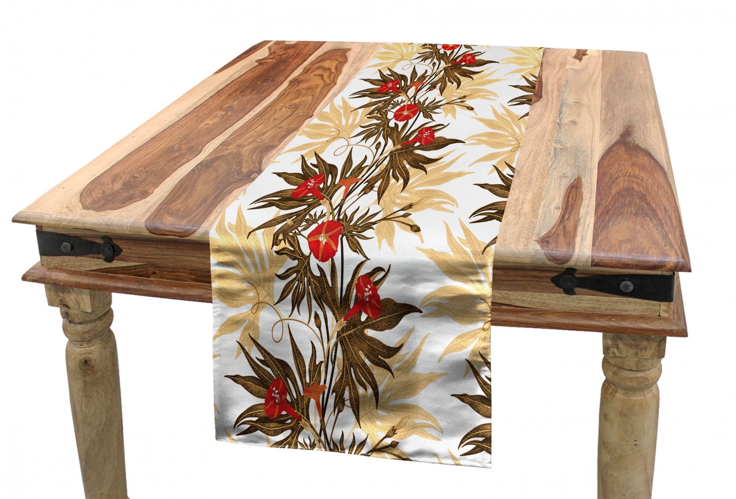 Floral Table Runner, Exotic Climbing Plant Ivy Flowers Leaves Vintage ...