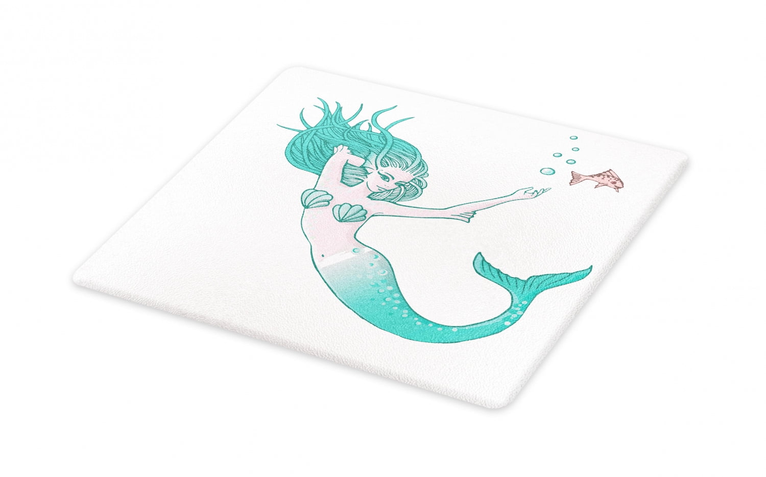 Mermaid Cutting Board, Abstract Art with Underwater Creature and Little ...