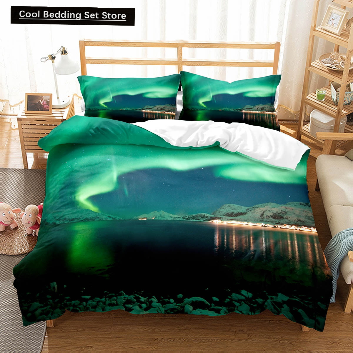 Click here for Yingd Northern Lights King Queen Duvet Cover Natur... prices