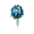 AuroraX Realistic Cemetery Flowers Silk Peacock Bouquet Purple UV Fade ...