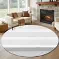 7ft Round Rug Grey Stripe Area Rugs for Living Room Bedroom Washable ...