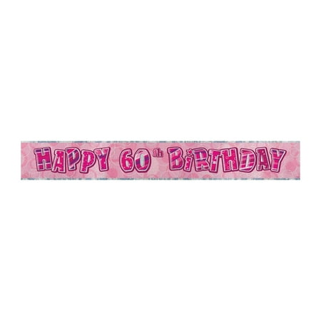 Unique Party Pink Glitz 60th Birthday Foil Banner | Walmart Canada