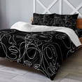 4 Piece Duvet Cover Set Twin, Abstract Character Face Modern Line Arts ...