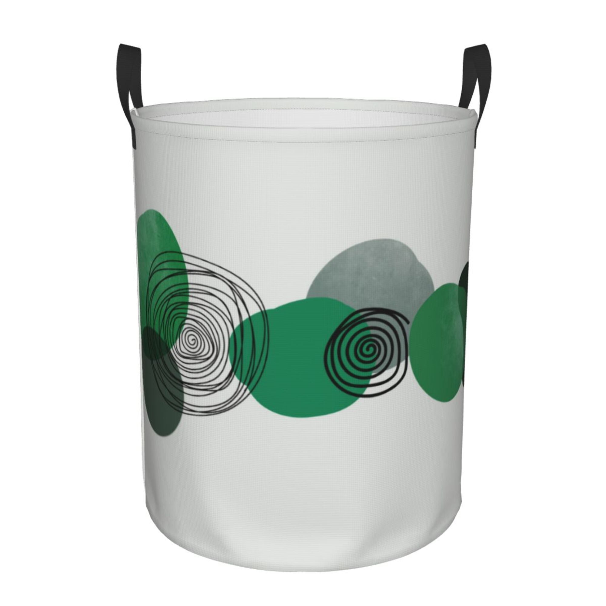 LNWH Laundry Basket, Bohemian Green Spiral Circle Pattern Foldable ...