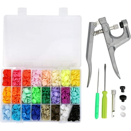 Plastic snap fasteners, set of 360 snap fasteners in 24 colors for ...
