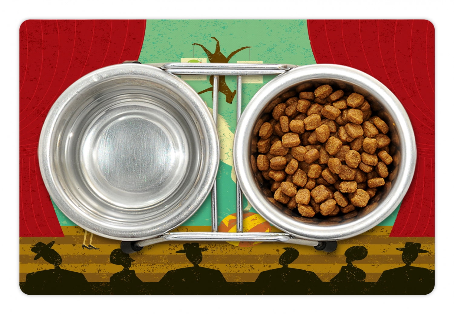 Circus Pet Mat for Food and Water, Circus Show of Pony and Hound Dog ...