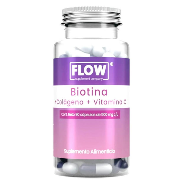 Biotina Colágeno Vitamina C 90 cápsulas Flow | Walmart en línea