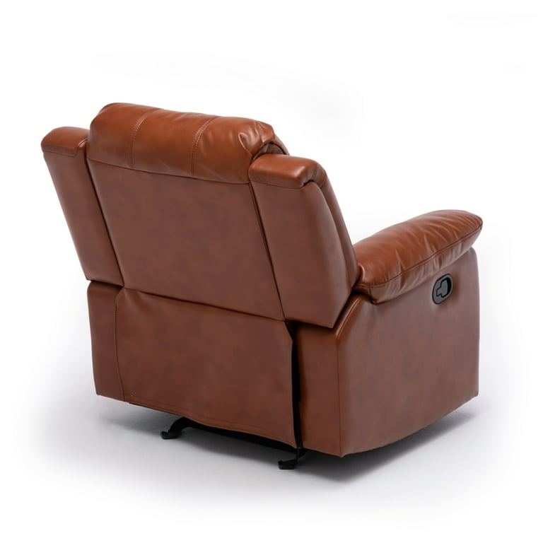 Leather Recliner Chair with Overstuffed Arm and Back Leather Gel Glider Rocker Home Theater Lounge Seat Manual Reclining Chair for Adults Classic and