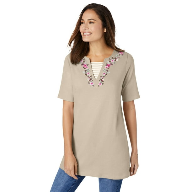 Woman Within - Woman Within Women's Plus Size Embroidered Layered-Look ... Woman Within - Woman Within Women's Plus Size Embroidered Layered-Look ...