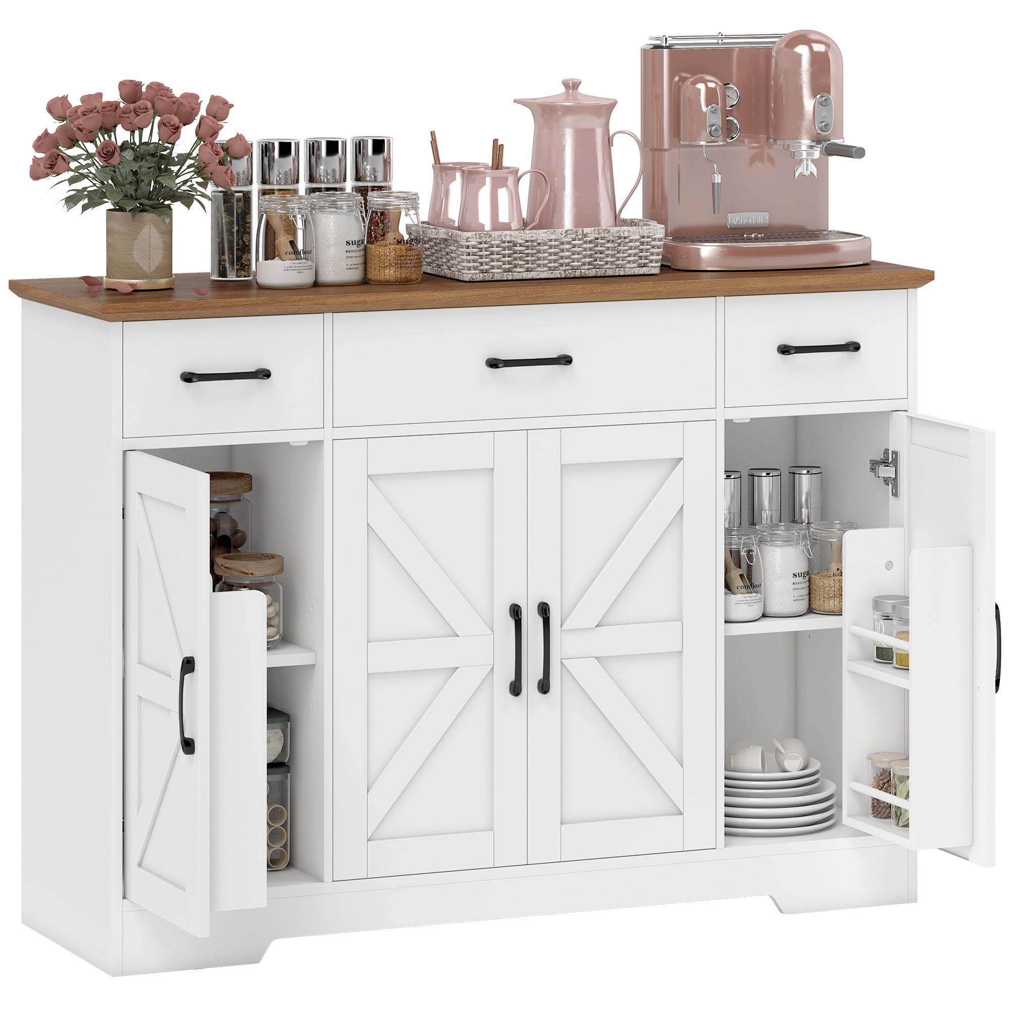 Click here for Homcom Farmhouse Sideboard With Soft-Close Hinges... prices