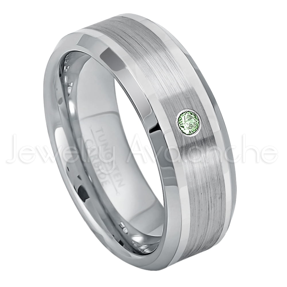 Personalized Tungsten Wedding Band - 0.07ct Solitaire Alexandrite Ring ...