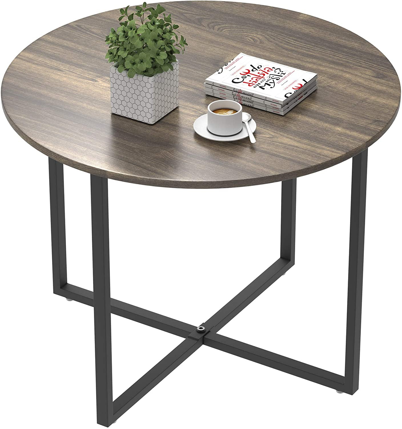 MURMUREY Round Industrial Coffee Table, Small round coffee table Short ...