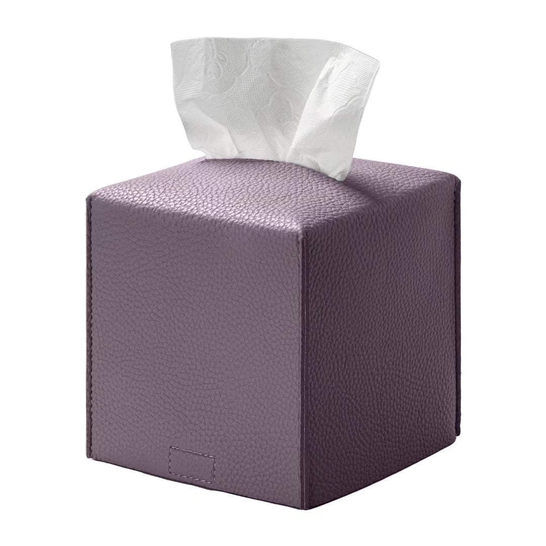 KEEPJOY Square Tissue Box Cover, Purple Pu Leather Tissue Box Holder ...