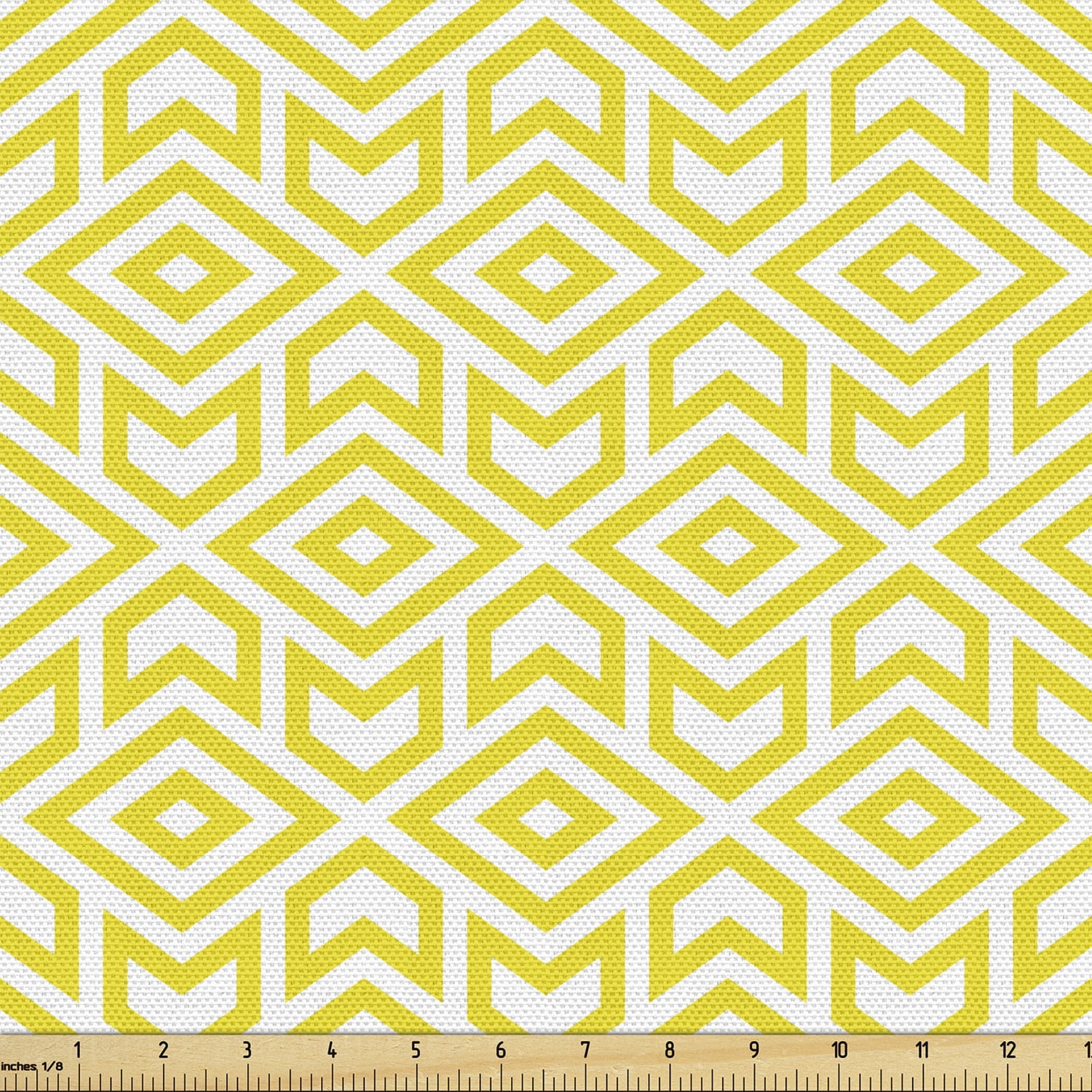 Yellow and White Fabric by the Yard Upholstery, Rhombuses and Arrow ...