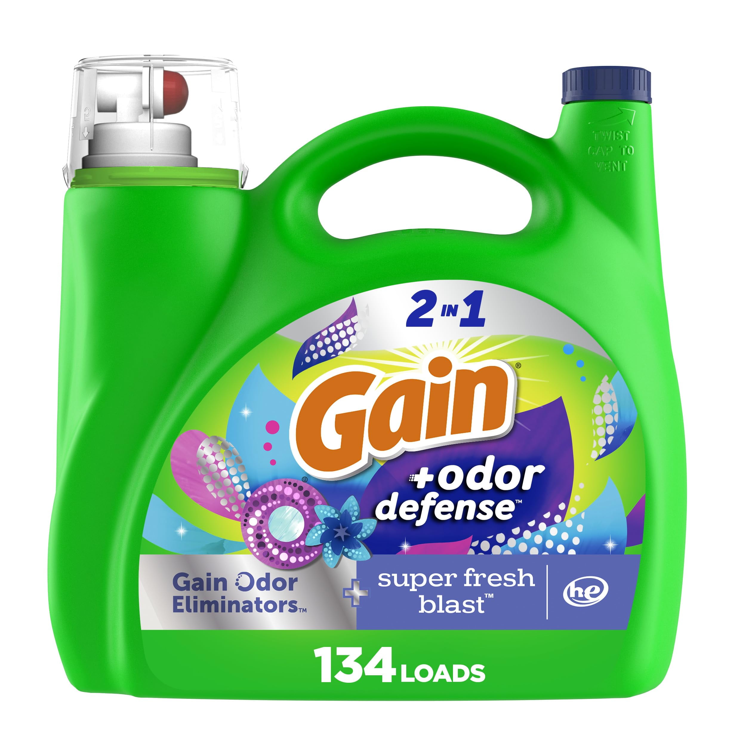 Detergente para ropa Gain Odor Defense Super Fresh 5.7 L 134 cargas ...