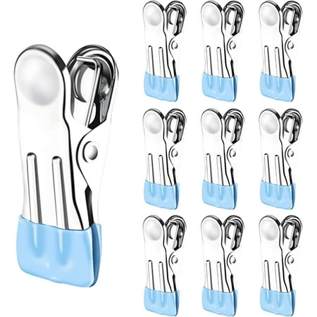 SHAR Wide Mouth Metal Clothespins (10 Pieces, Blue), Stainless Steel ...