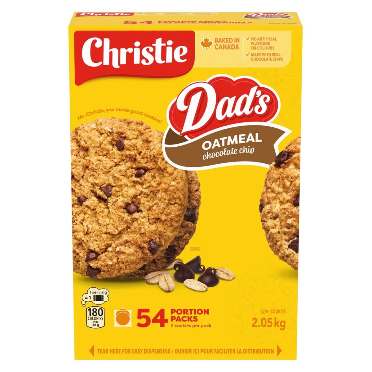 Dads Dads Chocolate Chip Cookies Portion Packs  2.05 Kg - 54 Packs × 2 Cookies Each / Individually Wrapped Snack Cookies 2.05 Kg
