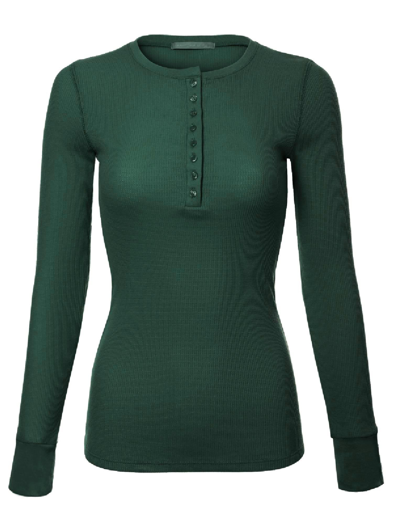 Mixmatchy Womens Long Sleeve Eight Button Closure Henley Thermal Knit