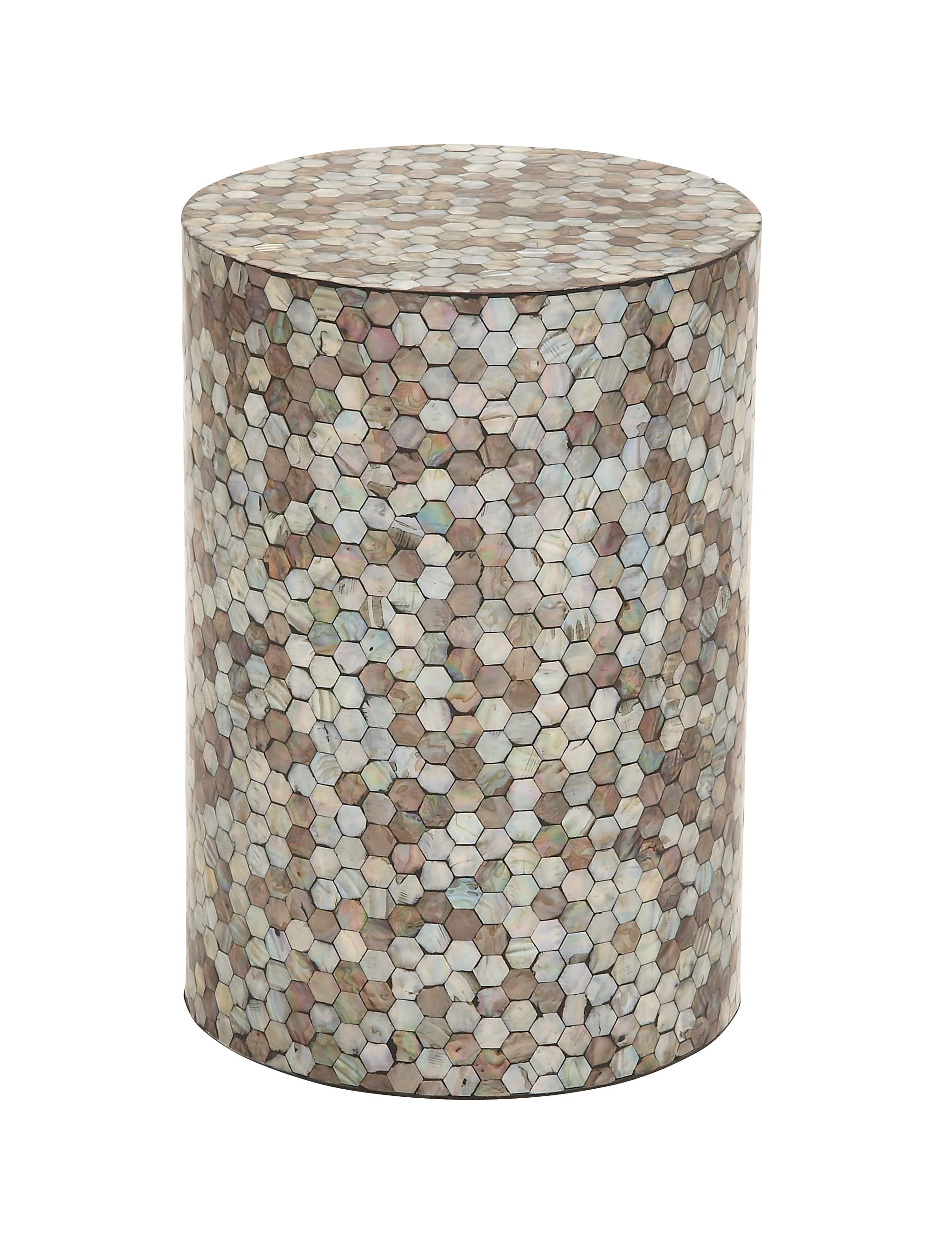 DecMode Contemporary Opalescent Mussel Shells Accent Table, 14"W x 14"L ...