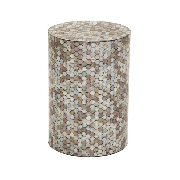 DecMode Contemporary Opalescent Mussel Shells Accent Table, 14"W x 14"L ...