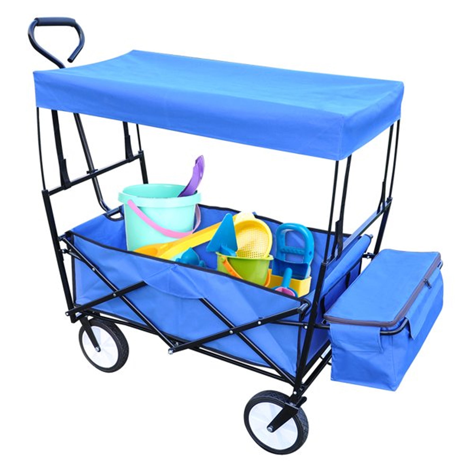 WONISOLI Collapsible Wagon Folding Cart With Canopy Beach Garden