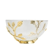 DecMode 23" x 10" Clear Glass Wide Serving Bowl with Bronze Hammered ...