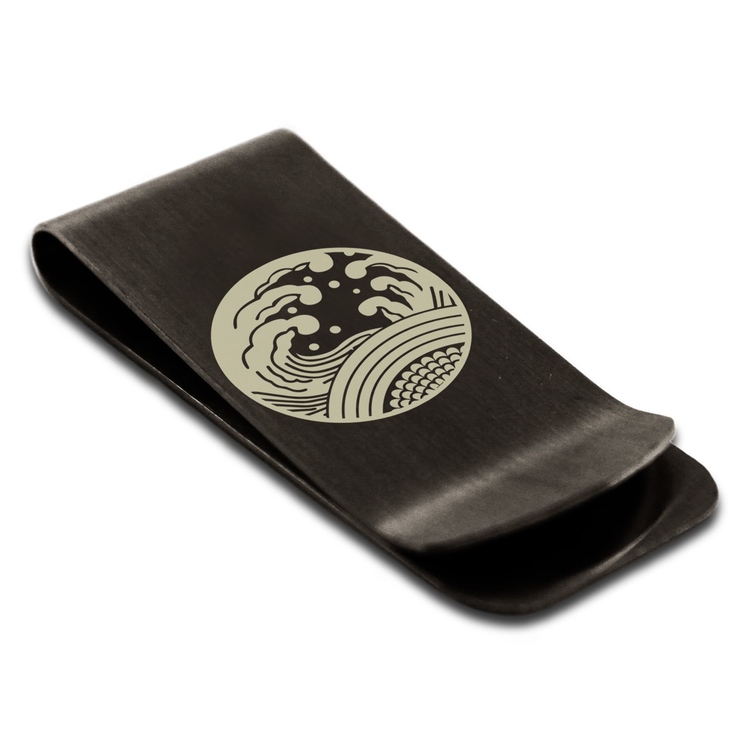 Stainless Steel Ocean Kamon Crest Engraved Money Clip Credit Card ...