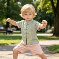 Boys Chinese Traditional Summer Outfits Short Sleeve Mandarin Collared ...