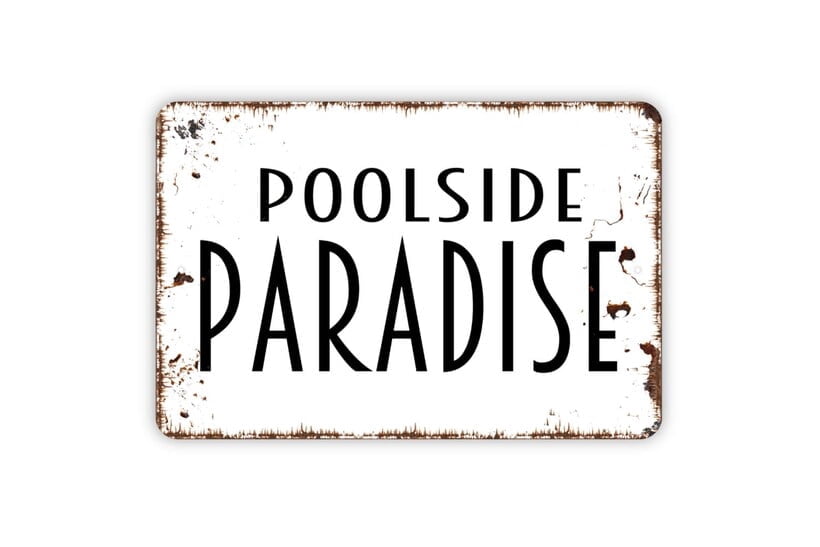 (Metal de aluminio) Letrero de metal Poolside Paradise Letrero de metal ...